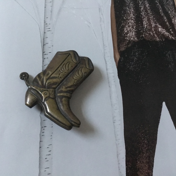 Vintage Artisan Crafted | Jewelry | Vintage Bronze Cowboy Boot Brooch ...